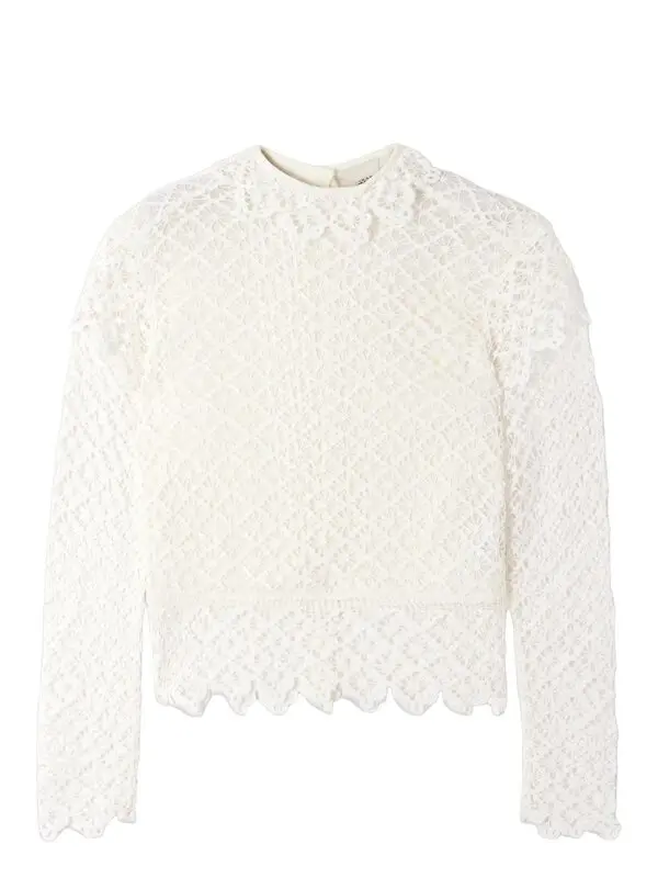 Isabel Marant Ludivine Layered Cotton Guipure Lace Top - Ecru