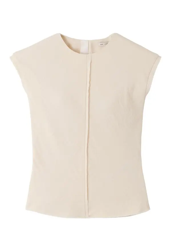 Ami Frayed Crepe Tank - Neutrals