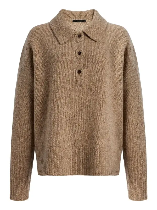 Jenni Kayne Burke Donegal Cashmere Polo Sweater - Brown
