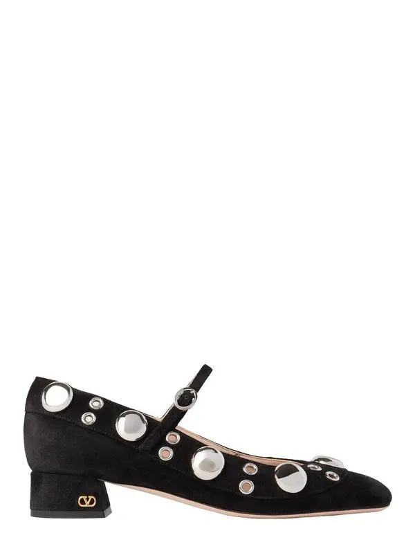 Valentino Garavani Nellcote 30 Embellished Mary Jane Suede Pumps - Black