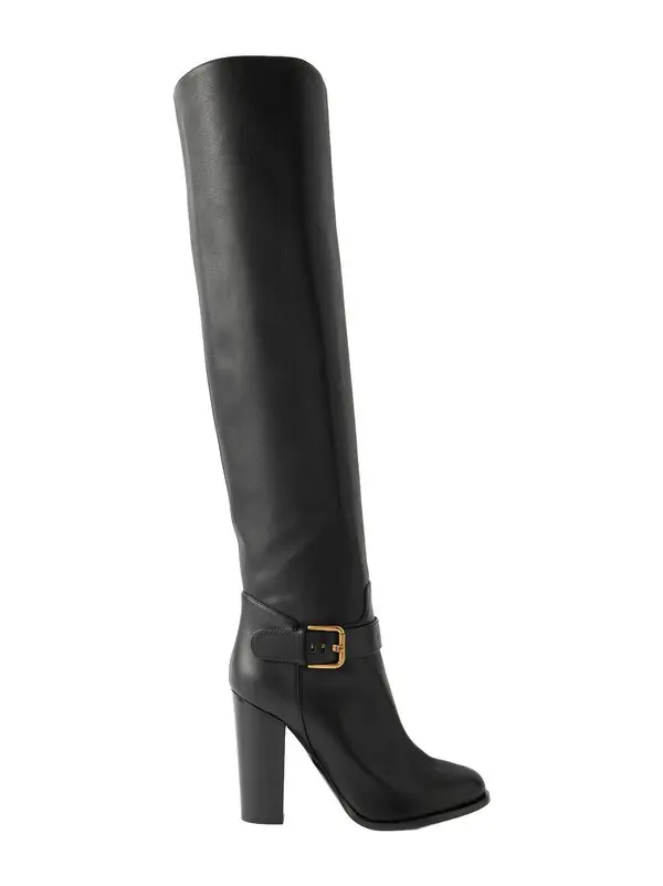 Dolce & Gabbana Buckled Knee-high Leather Boots - Black