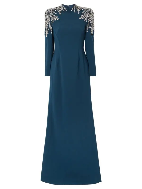 Jenny Packham Cobra Crystal-embellished Crepe Gown - Blue