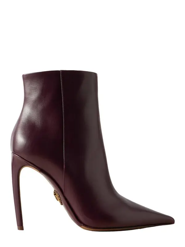 Dolce & Gabbana Devotion Leather Ankle Boots - Burgundy
