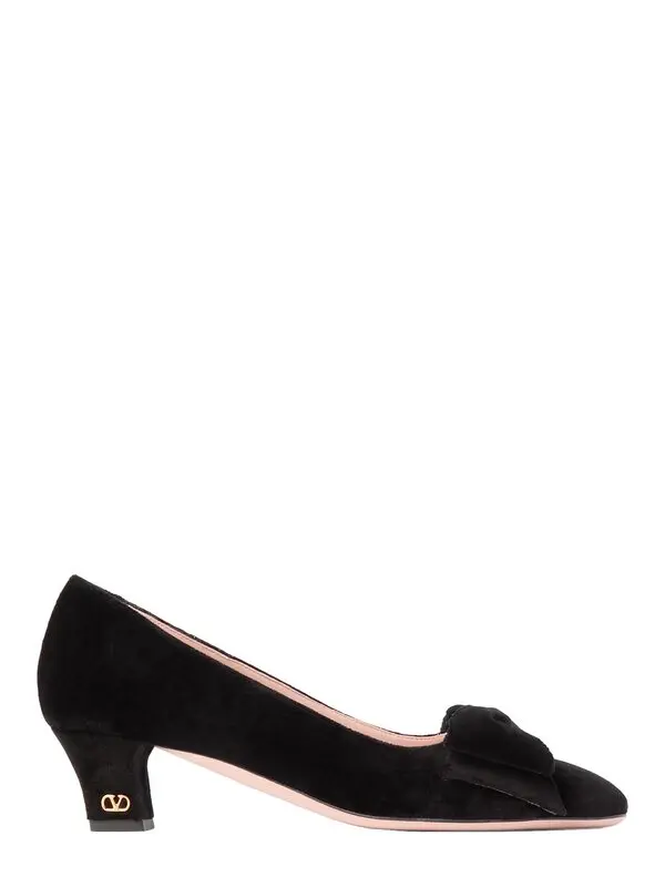 Valentino Garavani Bowow 45 Bow-embellished Velvet Pumps - Black