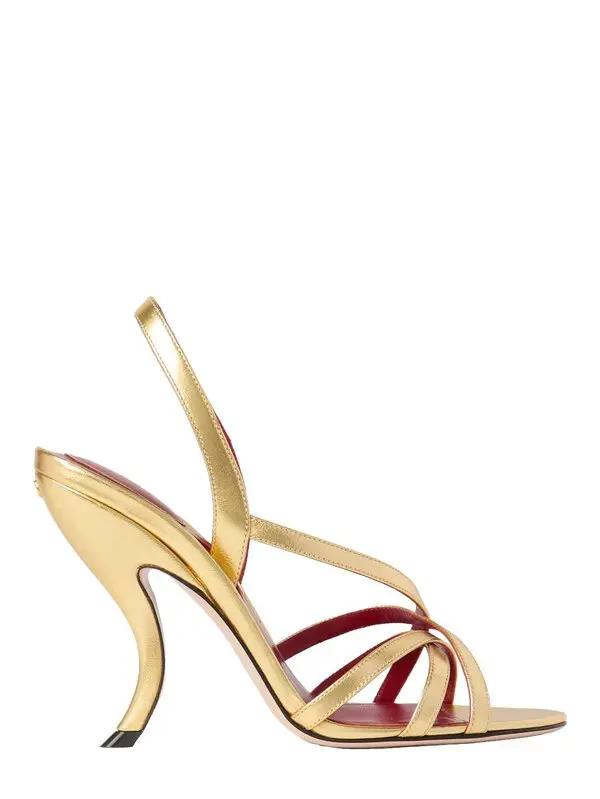 Valentino Garavani Fetishique 105 Metallic Leather Slingback Sandals - Gold