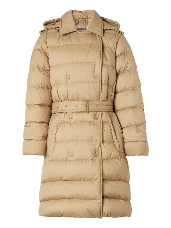 Burberry Belted Double-breasted Quilted Shell Down Coat - Neutrals