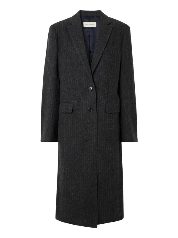 Dries Van Noten Pinstriped Wool-twill Mid-length Coat - Gray