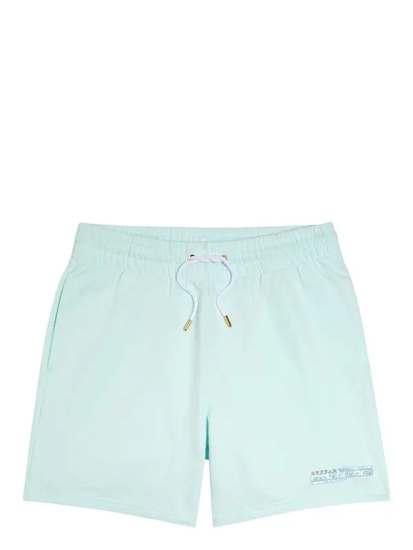 Casablanca Manga Tennis Ball Logo-print Organic Cotton Shorts - Light Blue