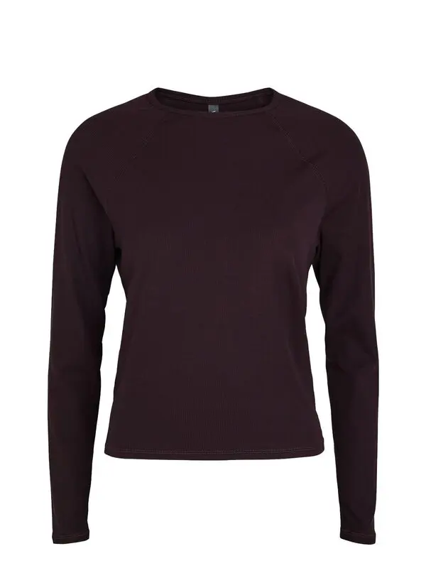 Vuori Pose Ribbed Jersey Top - Chocolate
