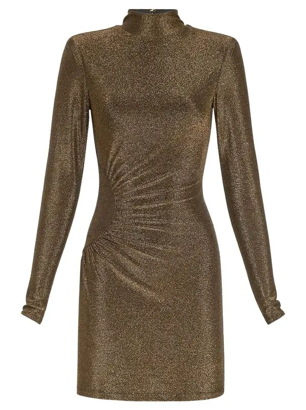 Ramy Brook Amarylis Metallic Mini Dress - Gold Knit
