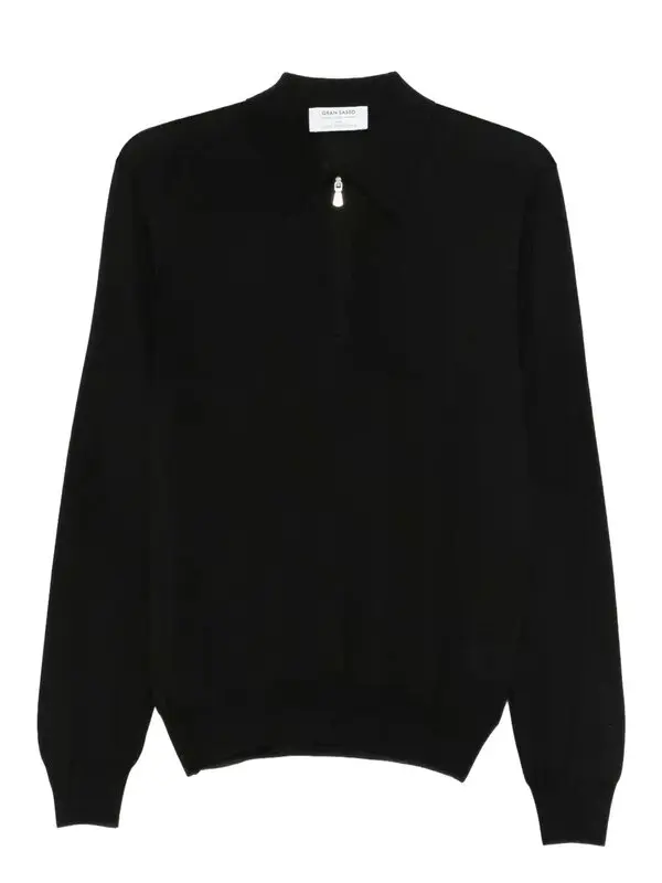 GRAN SASSO Half-zip Wool Sweater - Black