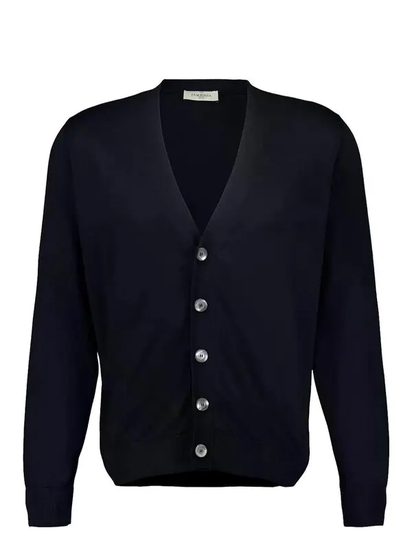 PIACENZA CASHMERE 1733 V-neck Cotton Cardigan - Blue