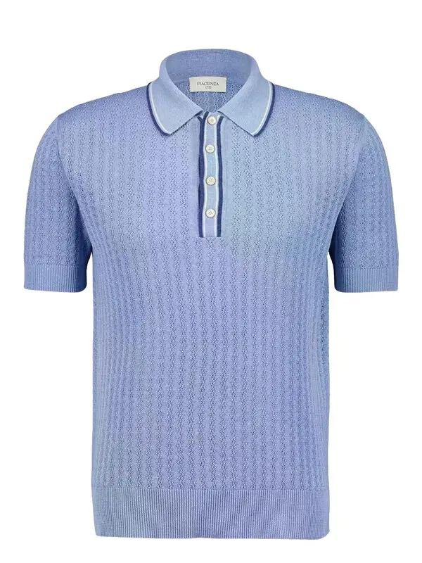 PIACENZA CASHMERE 1733 Textured-knit Polo Shirt - Blue