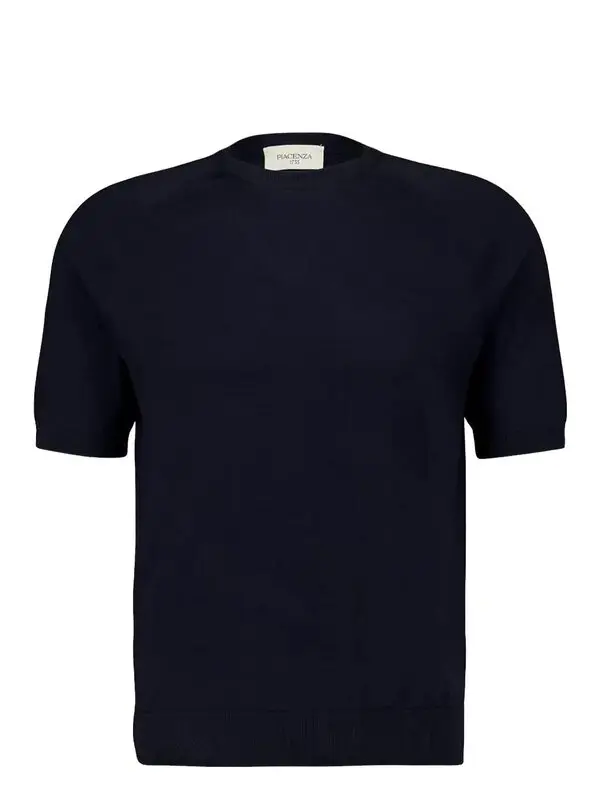 PIACENZA CASHMERE 1733 Short-sleeved Crew-neck Sweater - Blue