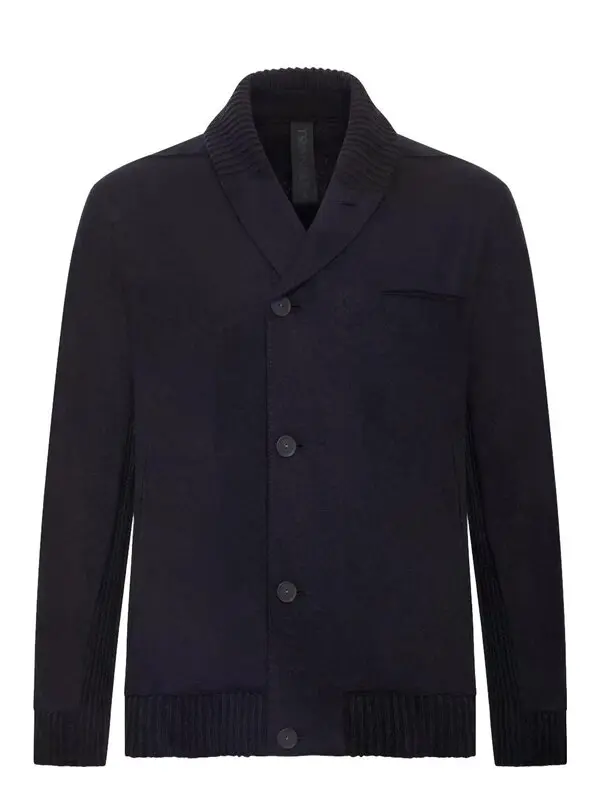 Transit Ribbed Buttoned Jacket - Black