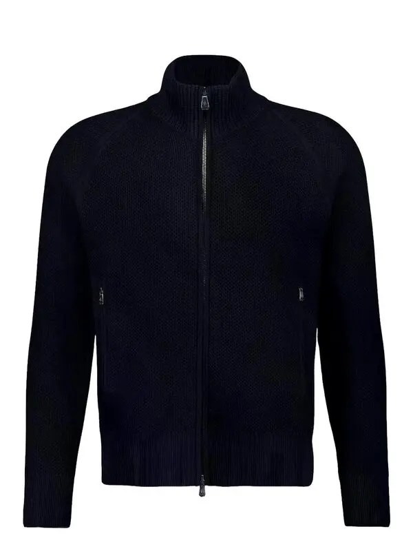 PIACENZA CASHMERE 1733 Knitted Bomber Jacket - Blue
