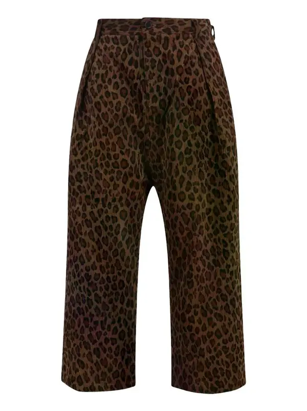 Sibel Saral Leopard-intarsia Trousers - Brown
