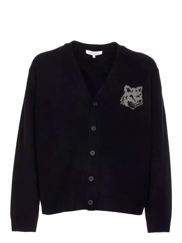 Maison Kitsuné Fox-head Intarsia Buttoned Cardigan - Black