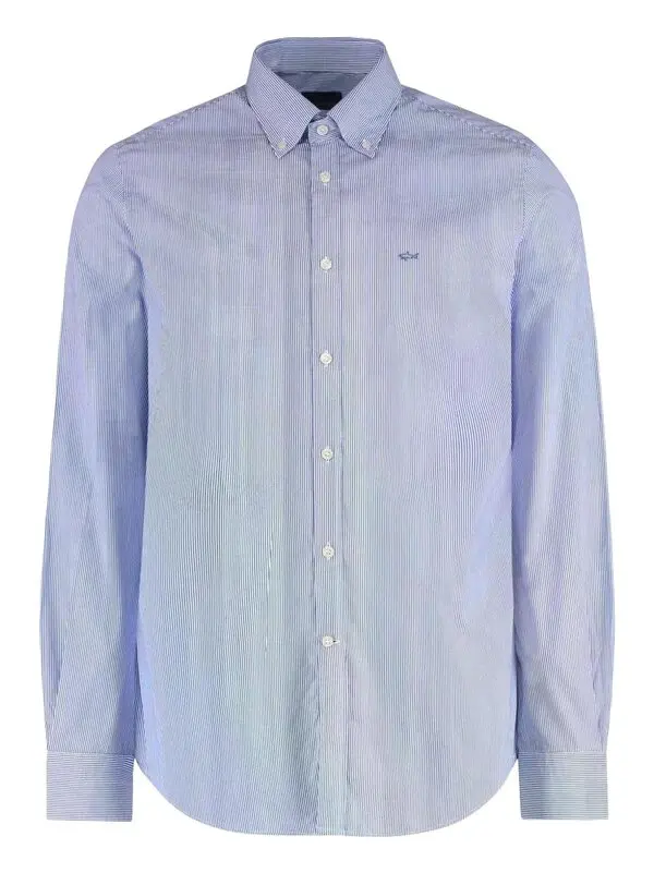 Paul & Shark Striped Button-down Cotton Shirt - Blue