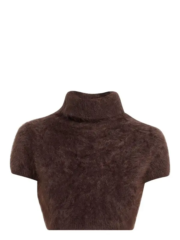 FRAME Cashmere Teddy Turtleneck Cropped Sweater - Coffee