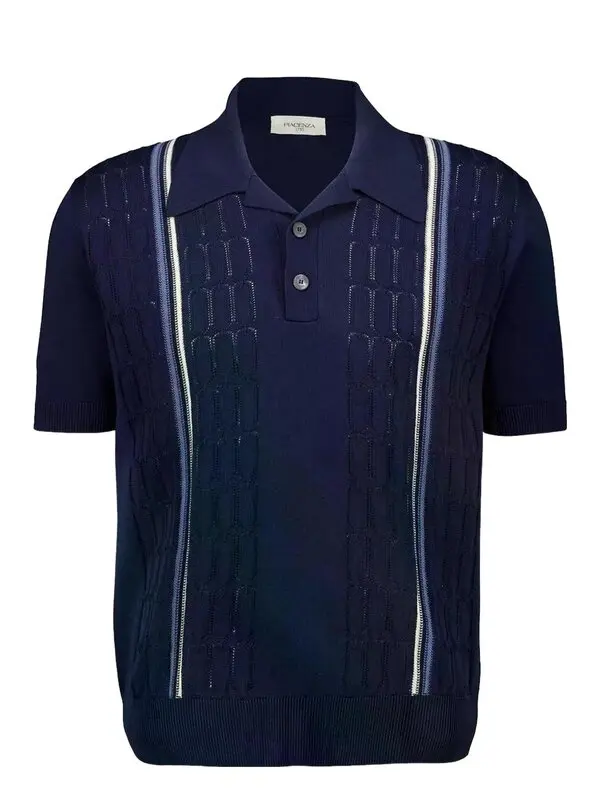 PIACENZA CASHMERE 1733 Short-sleeve Cotton Polo Shirt - Blue