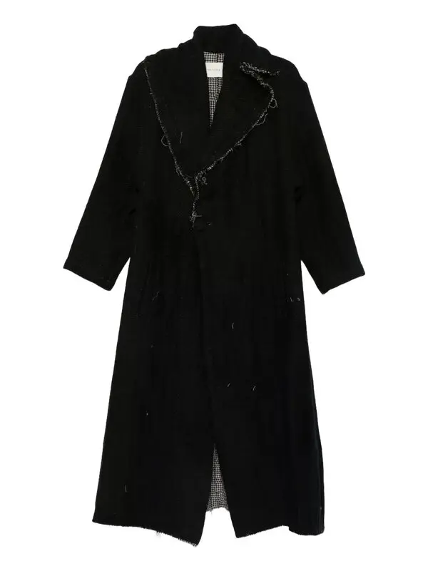 A TENTATIVE ATELIER Frayed-trim Coat - Black