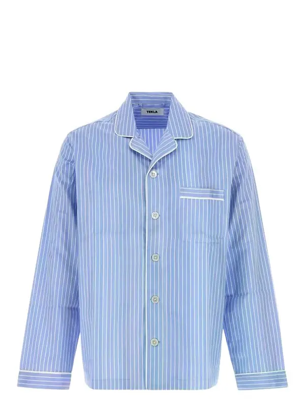 TEKLA Embroidered Striped Shirt - Blue