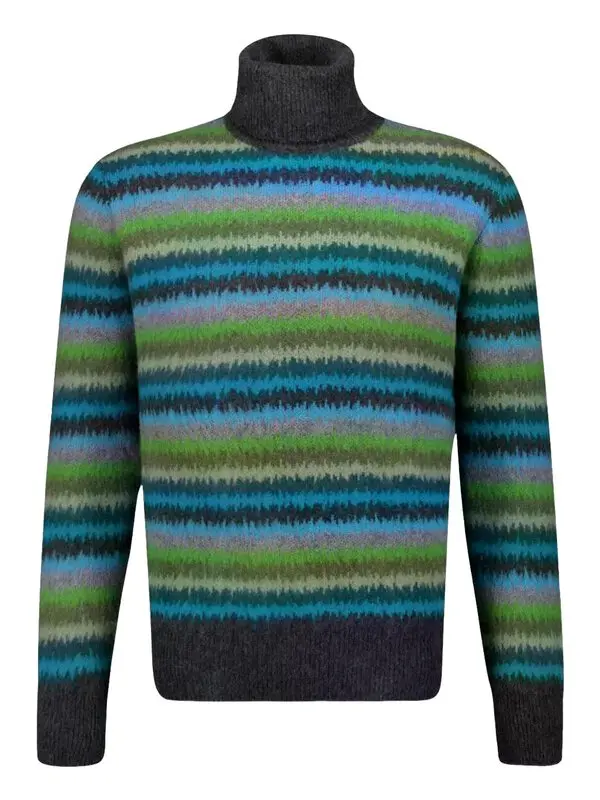 PIACENZA CASHMERE 1733 Striped Cashmere Sweater - Blue
