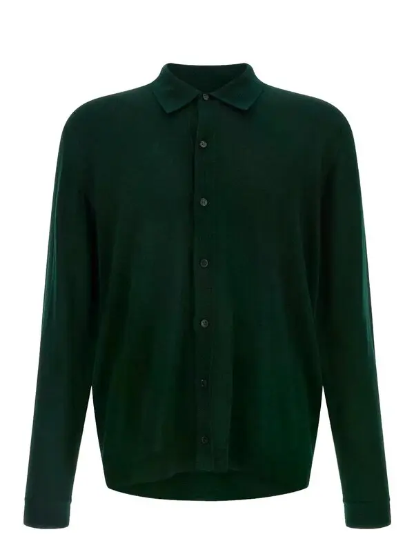 ROBERTO COLLINA Shirt-collar Button Cardigan - Green