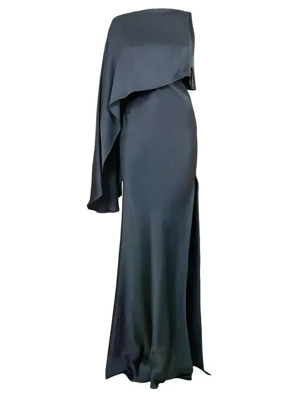 Lapointe Draped Asymmetric-sleeve Gown - Blue