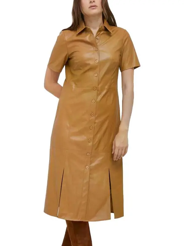 Dkny Short-sleeved Midi Shirt Dress - Brown