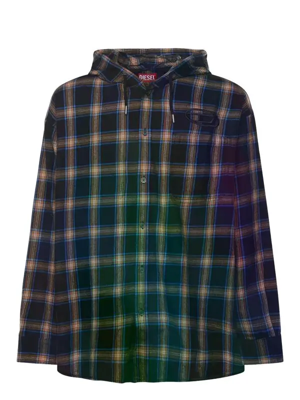 Diesel Check-pattern Hooded Jacket - Blue