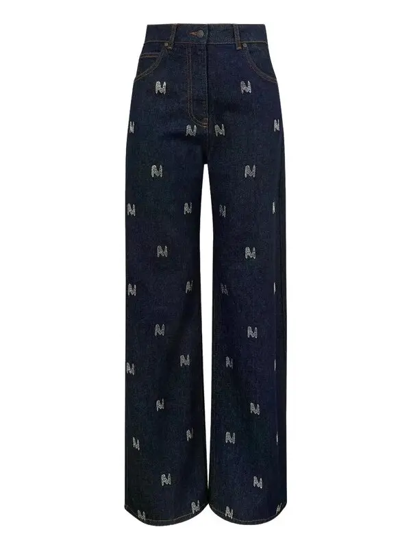 MSGM Strass-embellished 'themwave' Denim Jeans - Blue