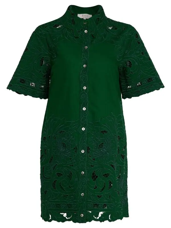Sea Ceci Embroidered Shirtdress - Green