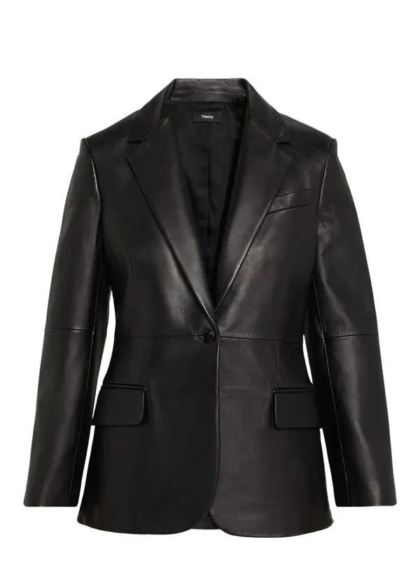Theory Lynnia Lambskin Leather Blazer - Black