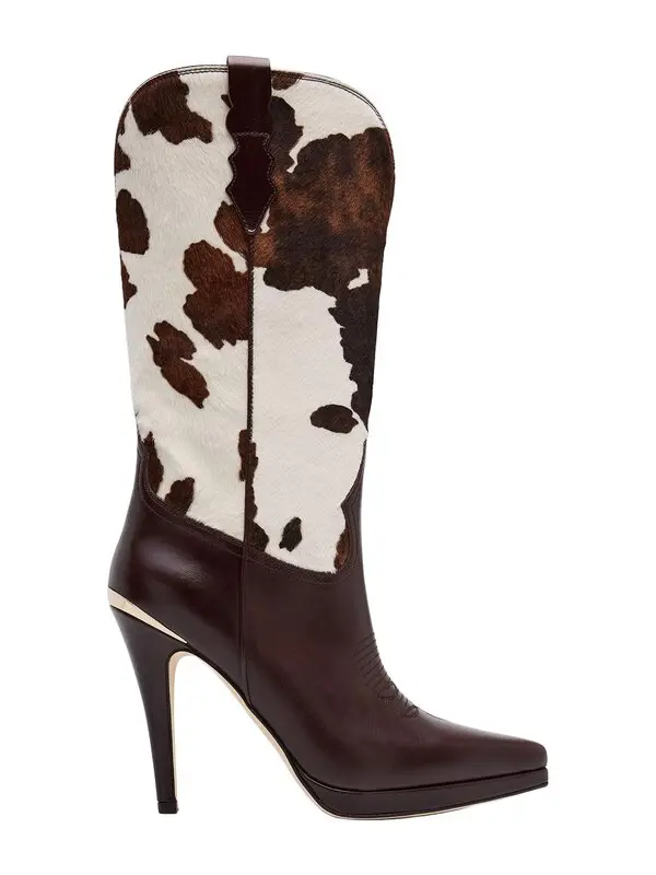 Partlow Izzie Pony Hair And Leather Stiletto Cowgirl Boots - Marrone Bi