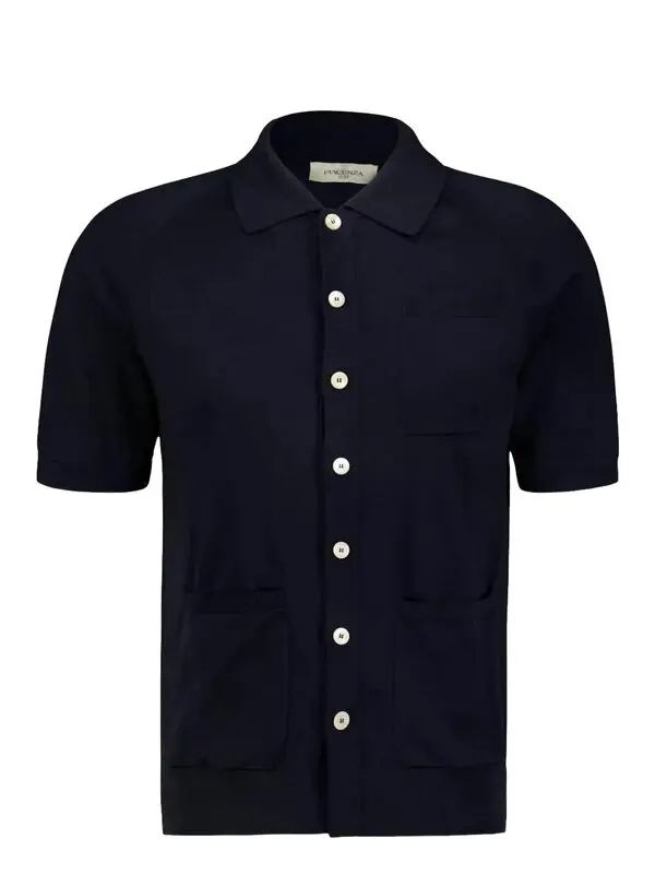 PIACENZA CASHMERE 1733 Patch-pocket Short-sleeve Shirt - Blue