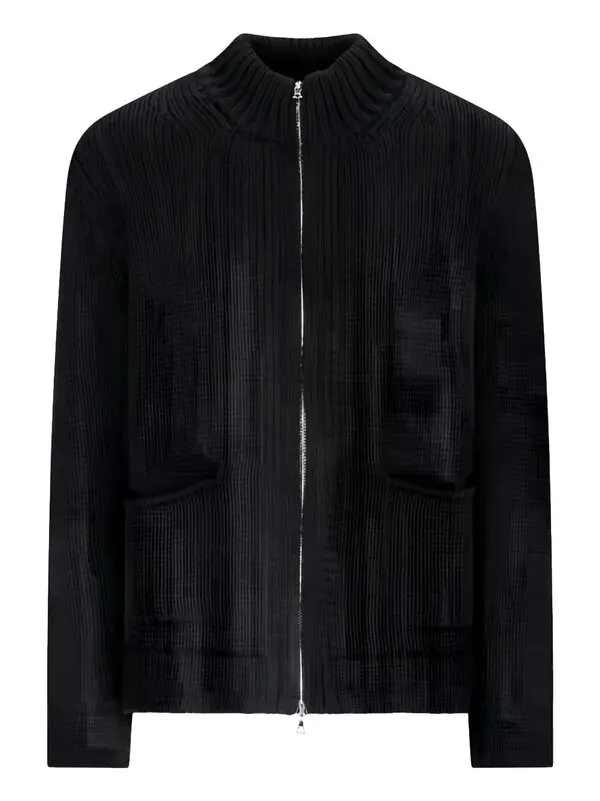 FABRIZIO DEL CARLO Zip-front Wool Cardigan - Black