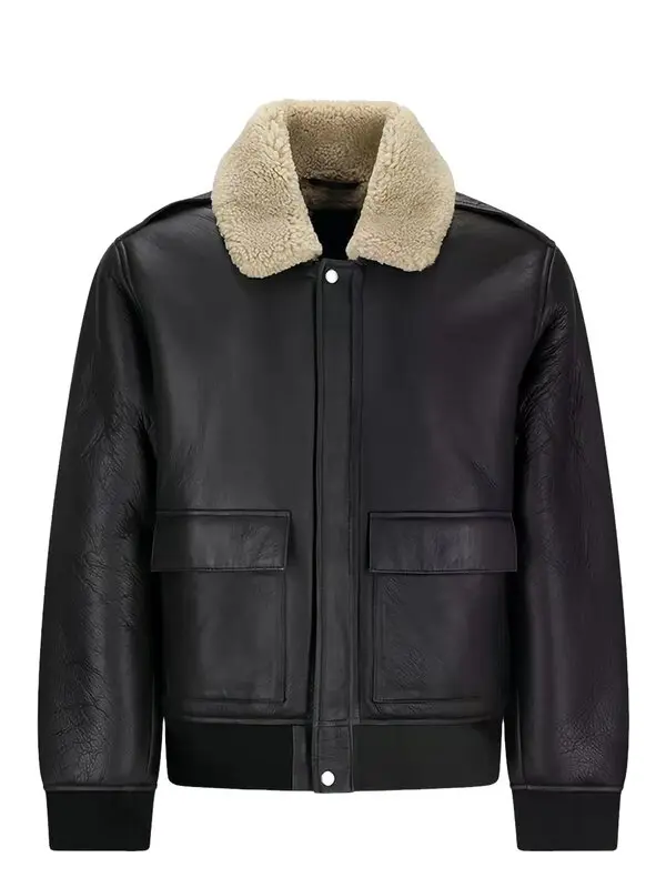 Calvin Klein Shearling-collar Bomber Jacket - Black