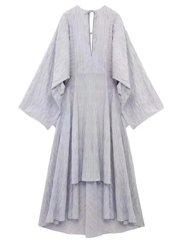 Loewe Pleated Tie-neck Midi Dress - Blue