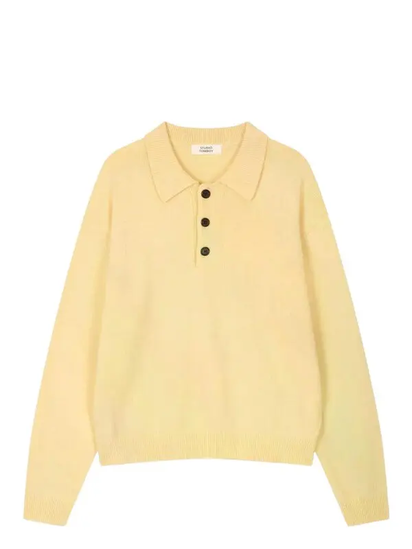 STUDIO TOMBOY Fine-knit Polo Shirt - Yellow