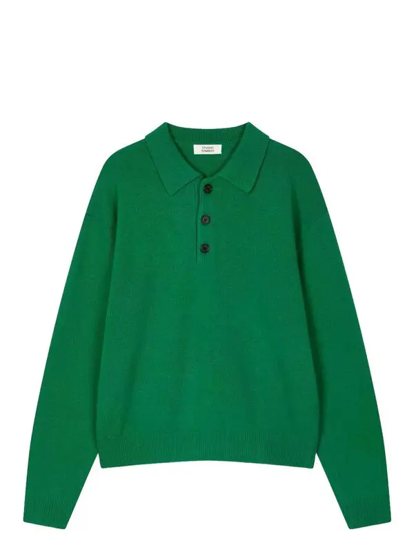 STUDIO TOMBOY Fine-knit Polo Jumper - Green