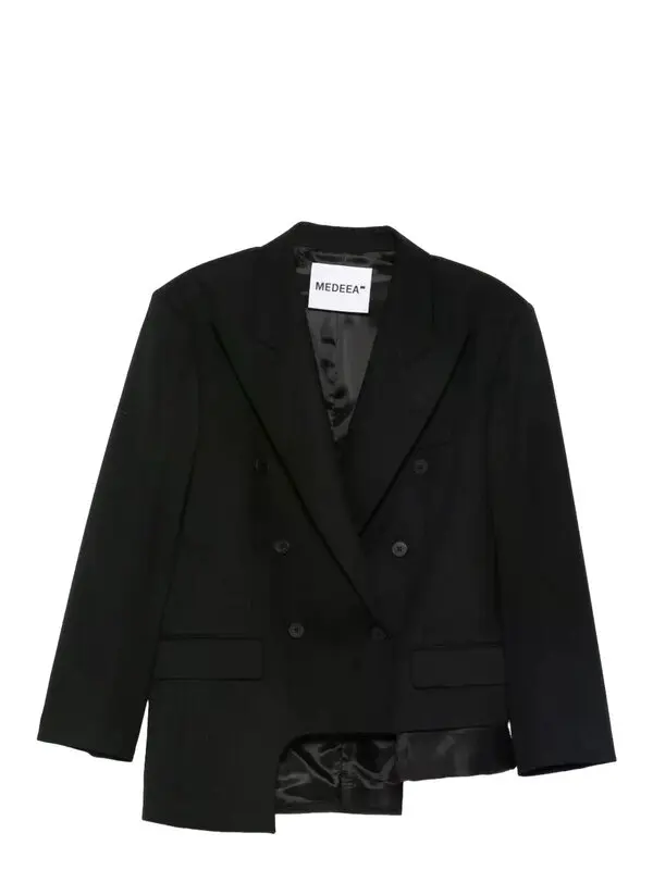 MEDEEA Asymmetrical Double-breasted Blazer - Black