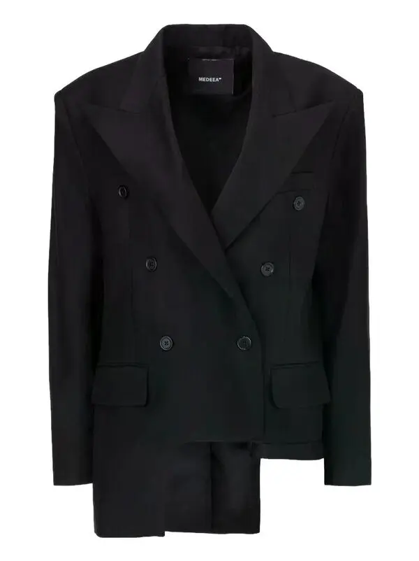 MEDEEA Asymmetrical Double-breasted Blazer - Black