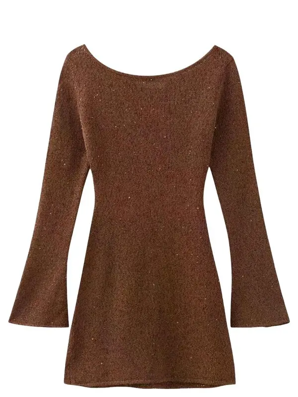 ASTA RESORT Maya Longsleeve Mini Dress - Brown