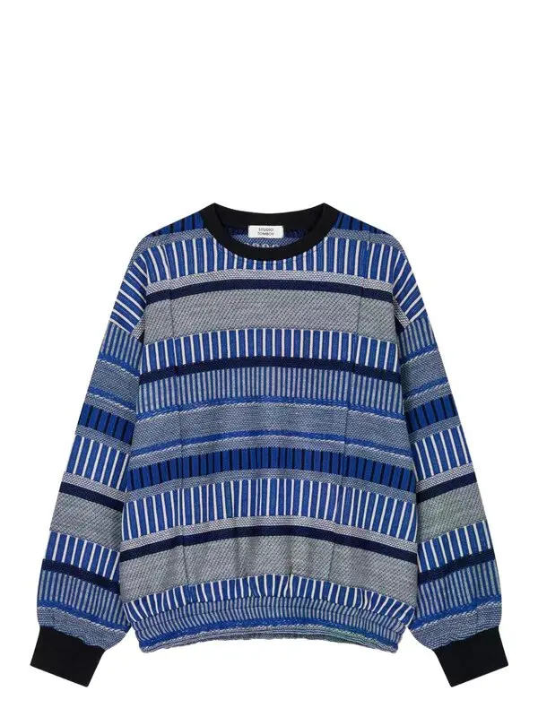 STUDIO TOMBOY Patterned Knit Sweatshirt - Blue