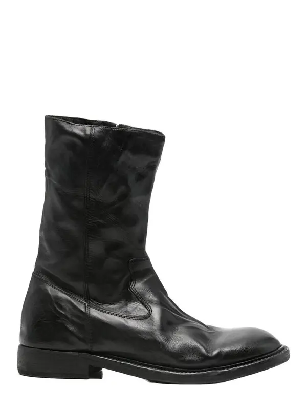 Moma Word Leather Ankle Boots - Black