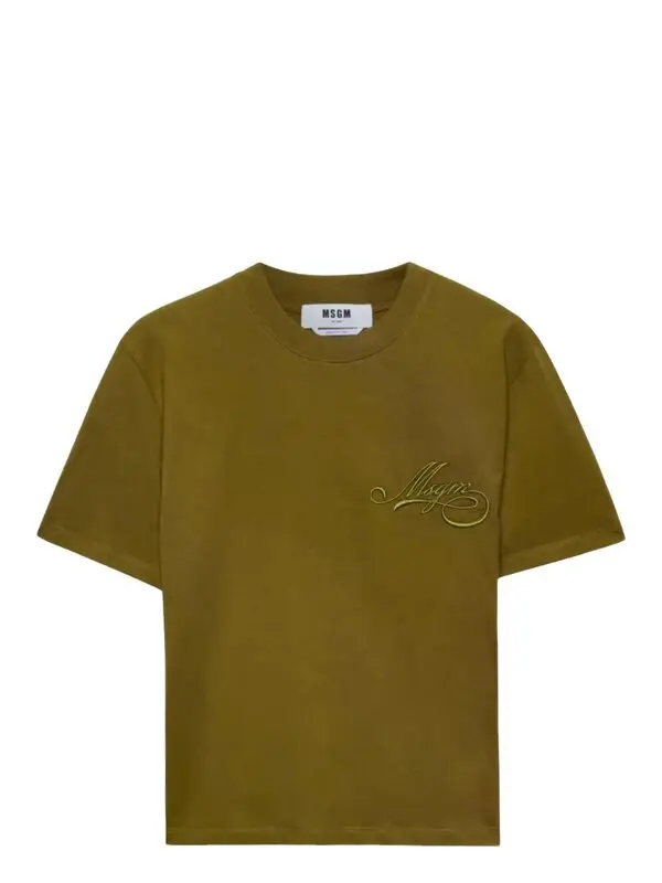 MSGM Logo-embroidered T-shirt - Green