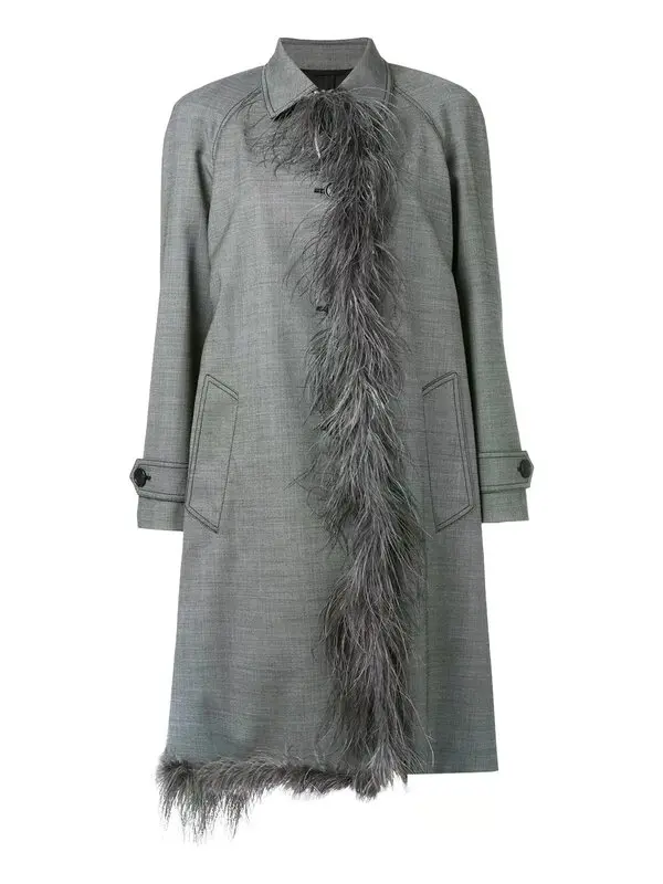 Prada Fur Trim Coat - Grey