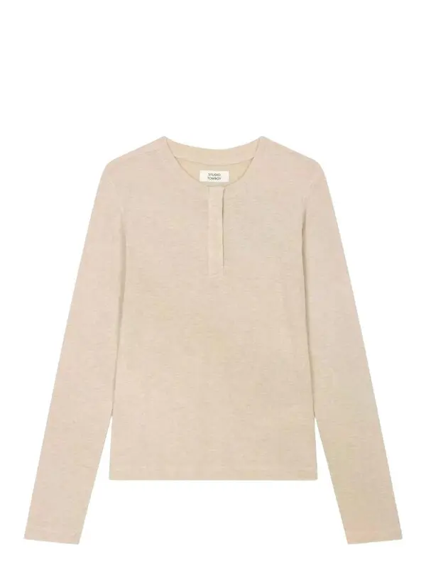 STUDIO TOMBOY Henley-neck T-shirt - Neutrals